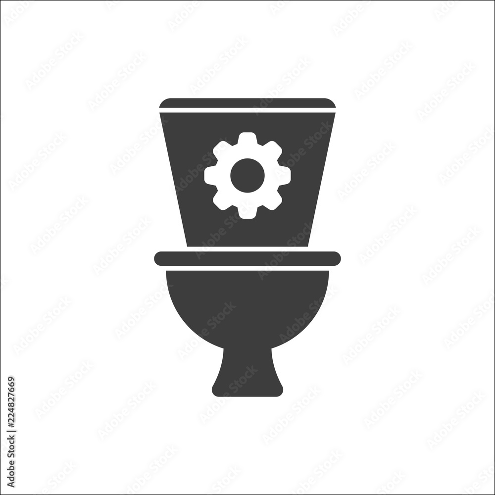 Toilet icon, Bathroom, restroom icon with settings sign. Toilet icon ...