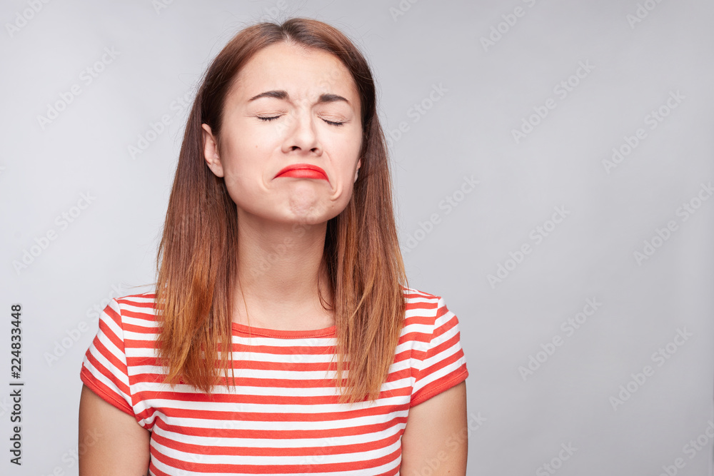 Lonely Stressful Woman In Casual Clothes Does Not Get What She Wants