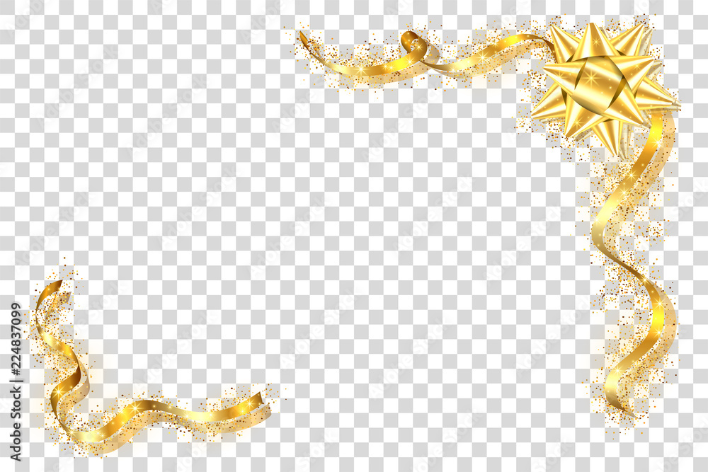 Gold ribbon frame. Golden serpentine design. Decorative streamer border ...