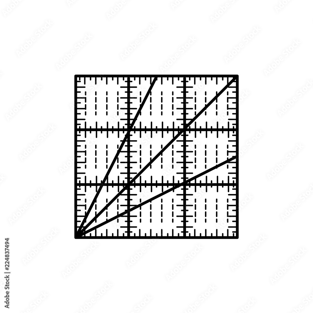 Black & white vector illustration of square quilting ruler. Line icon ...