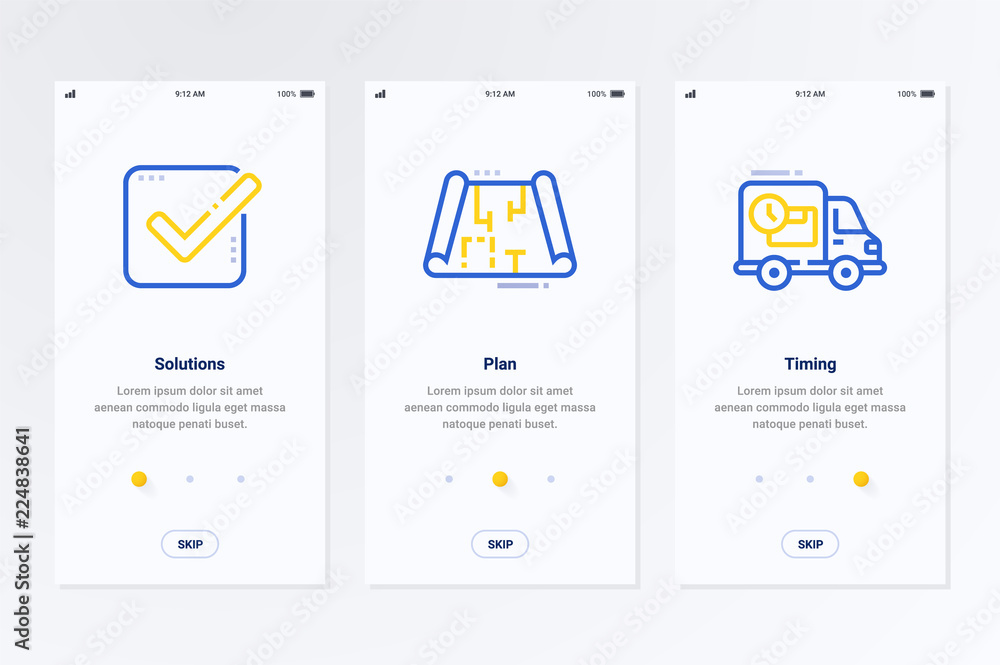 Solutions, Plan, Timing Vertical Cards with strong metaphors. Stock Vector | Adobe Stock
