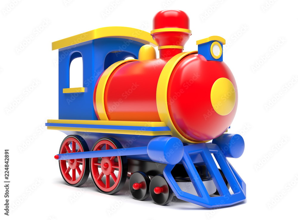 Toy Train Isolated On White Background. 3d Render Illustration. Stock ...