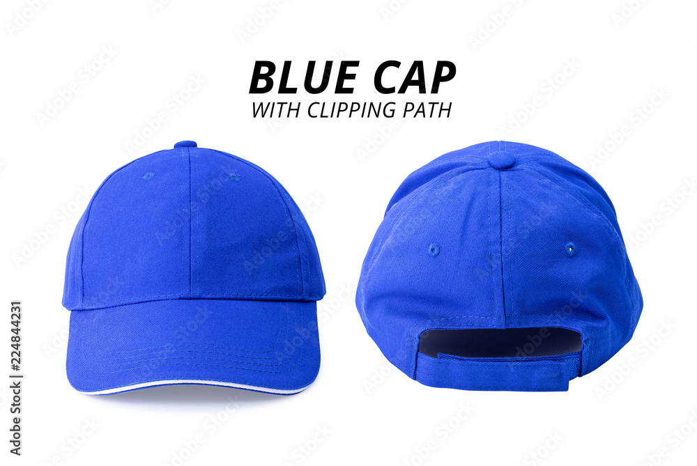 Blue cap isolated on white background. Template of baseball cap in ...