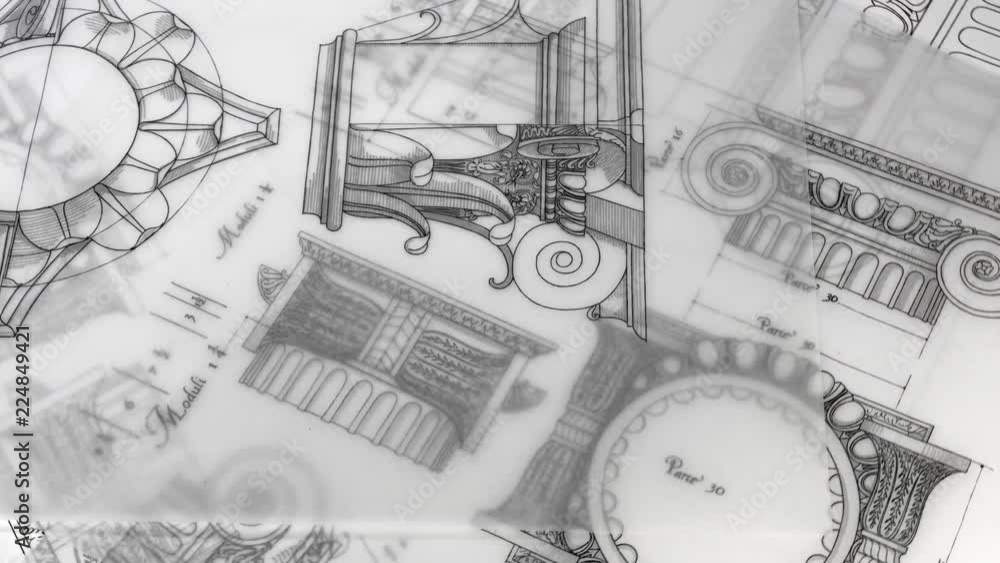 blueprints - drawings of antique architecture - drawings of antique ...