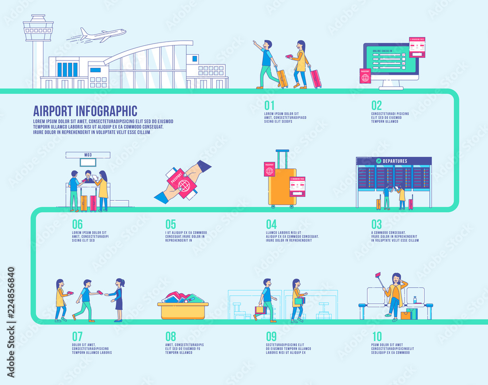 airport infographic vector, design building, icon graphic, transport ...