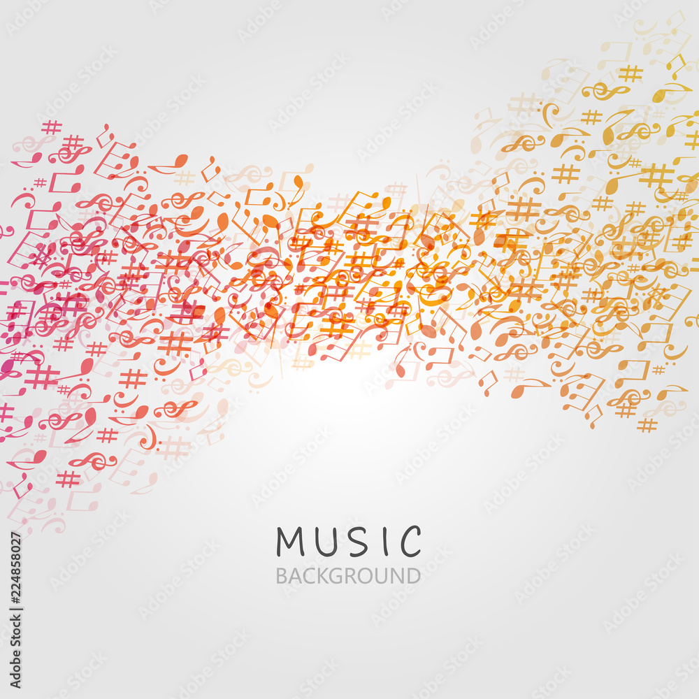 Music background with music notes and G-clef vector illustration design ...
