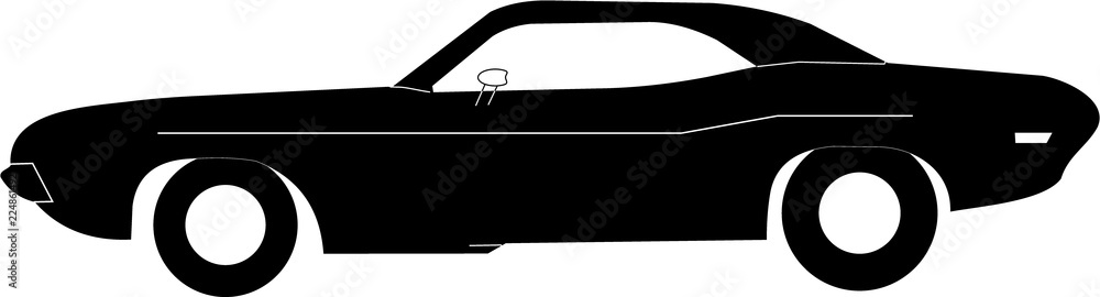 American muscle car logo, isolated vector black and white, dodge ...