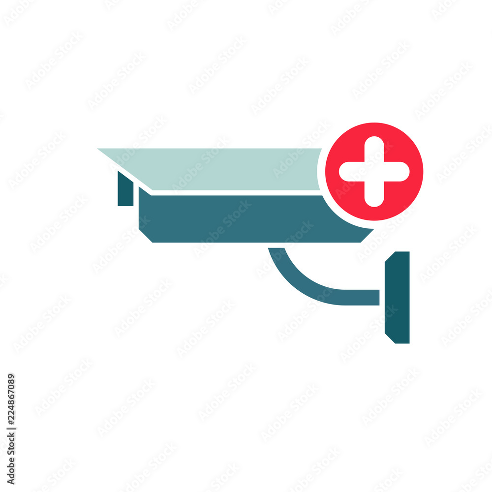 CCTV Camera icon, Security Surveillance icon with add sign. CCTV Camera ...