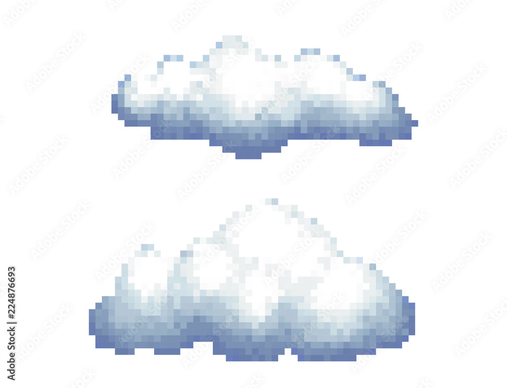 Cloud Pixel Art Illustration Isolated on White Stock Vector | Adobe Stock