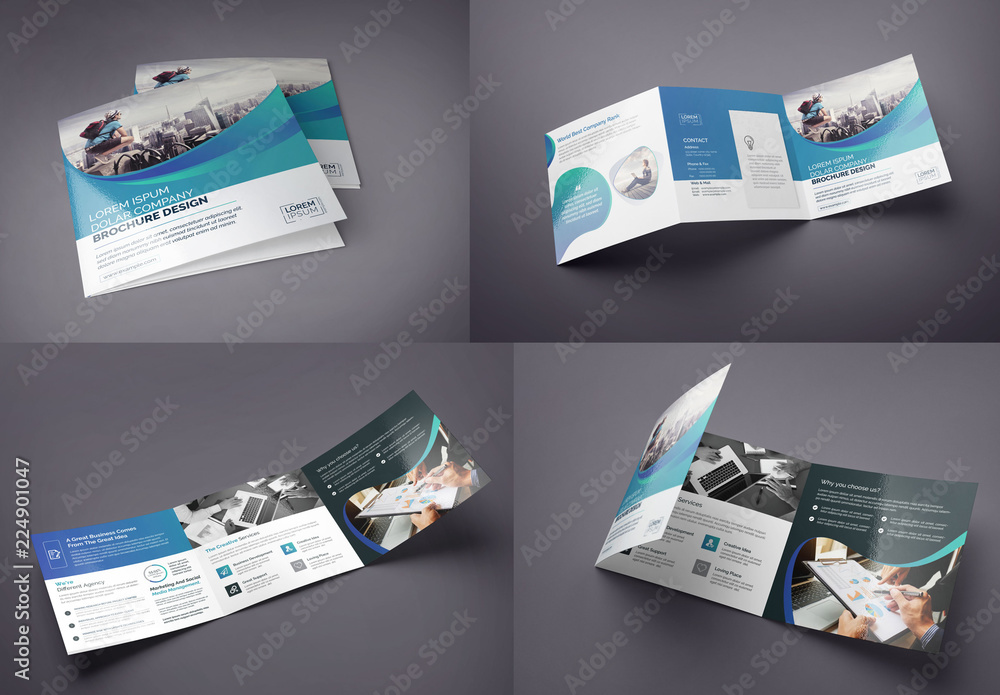 Square Tri-Fold Brochure Layout Stock Template | Adobe Stock