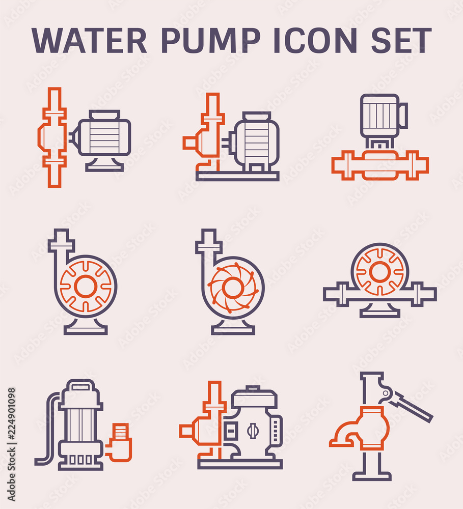 Water pump icon i.e. centrifugal, rotary, slurry and well. Powered by ...