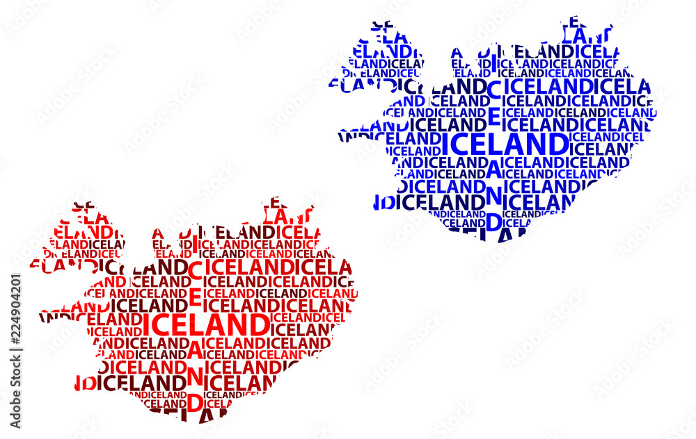 Sketch Iceland letter text map, Nordic island country - in the shape of ...