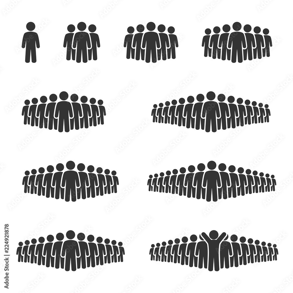 Vector image set of people group icons.Crowd signs. Stock Vector ...