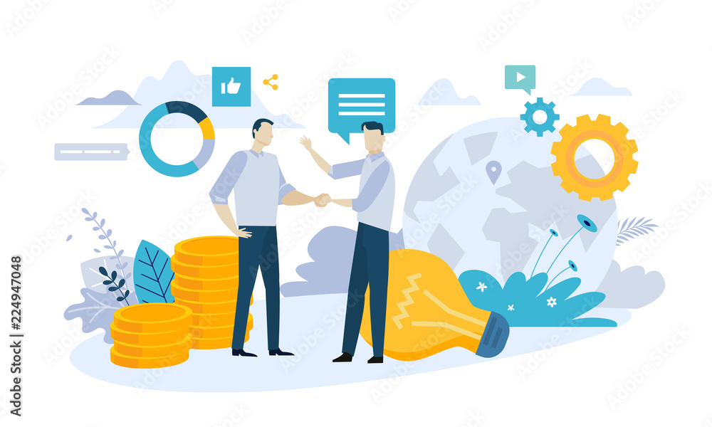 Vector illustration concept of partnership. Creative flat design for ...