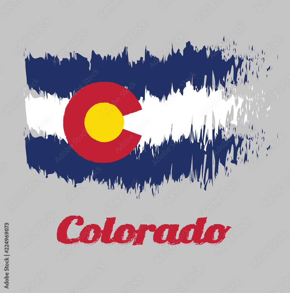Brush style color flag of Colorado, Three horizontal stripes of blue ...