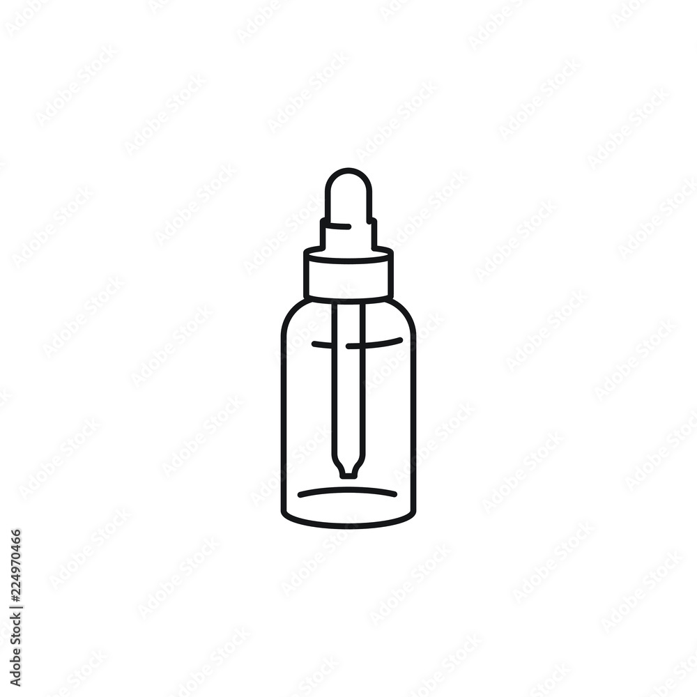 Vetor do Stock: Dropper bottle tinctures vector line art icon black on ...