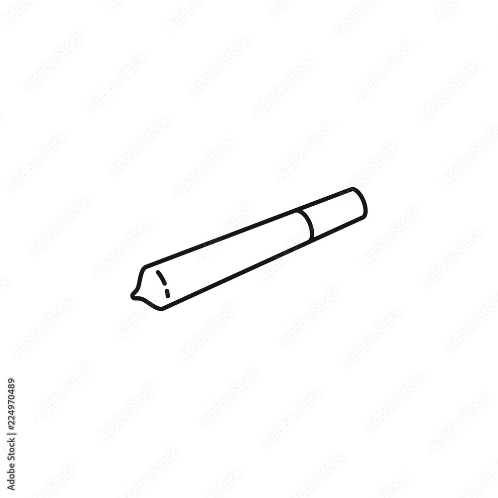 joint cigarette pre roll vector line art icon black on white background ...