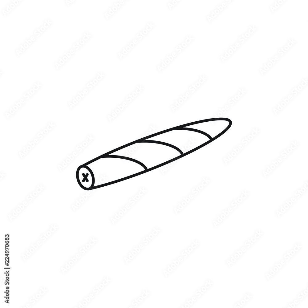 Blunt cigar vector line art icon black on white background cannabis ...