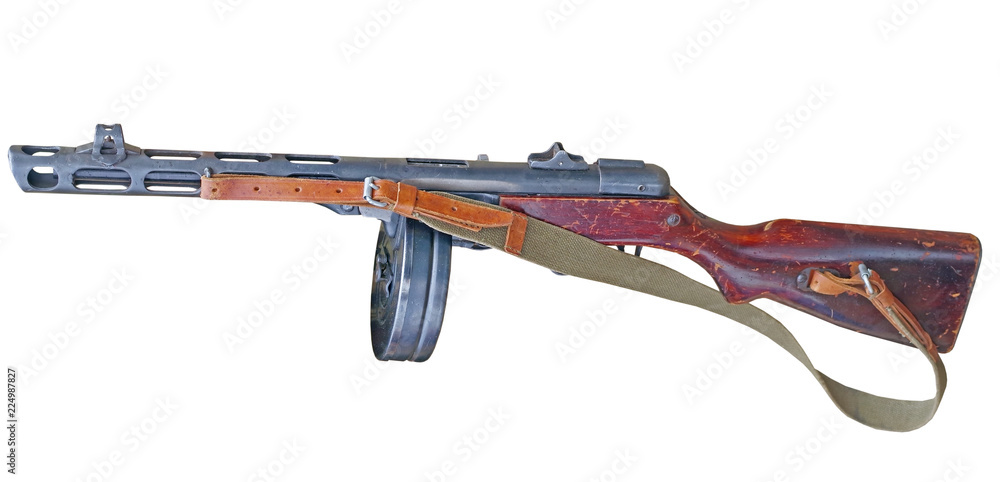 submachine gun wwii isolated on white Stock Photo | Adobe Stock