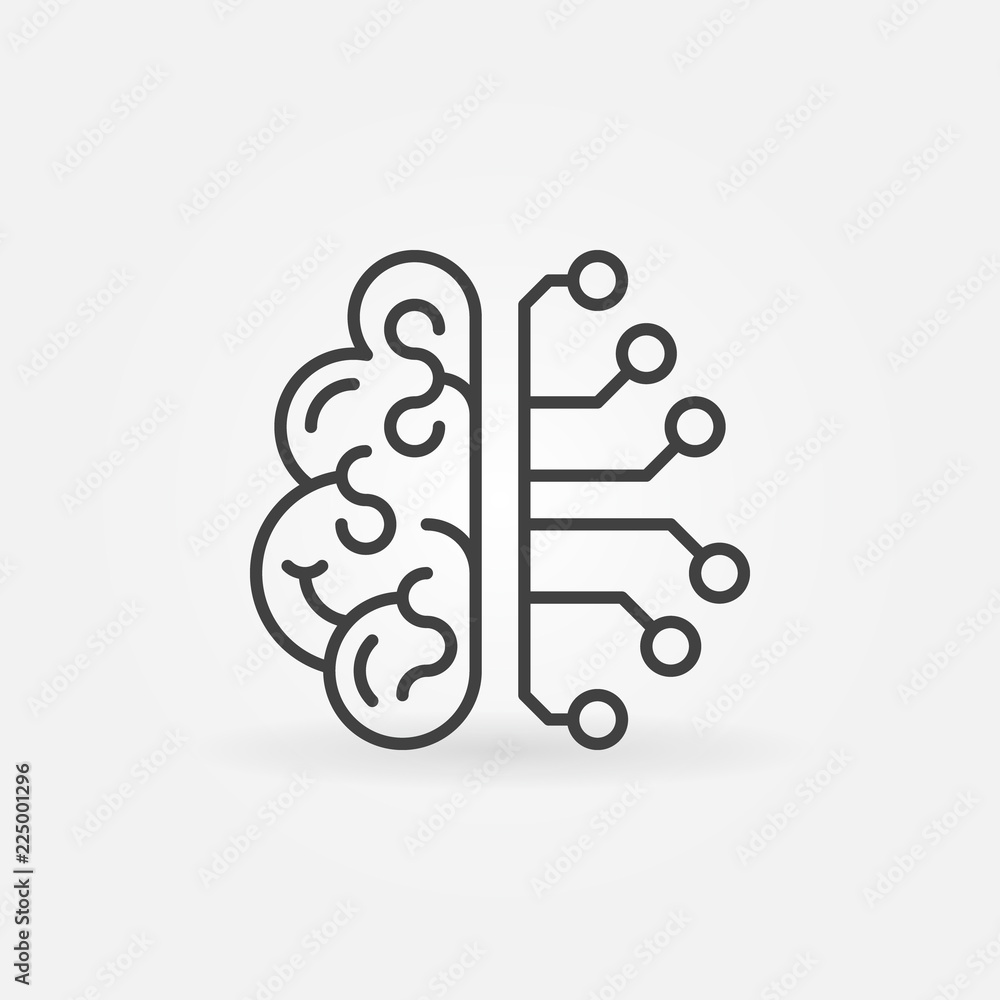 Cyberbrain outline icon - vector artificial intelligence brain Stock ...