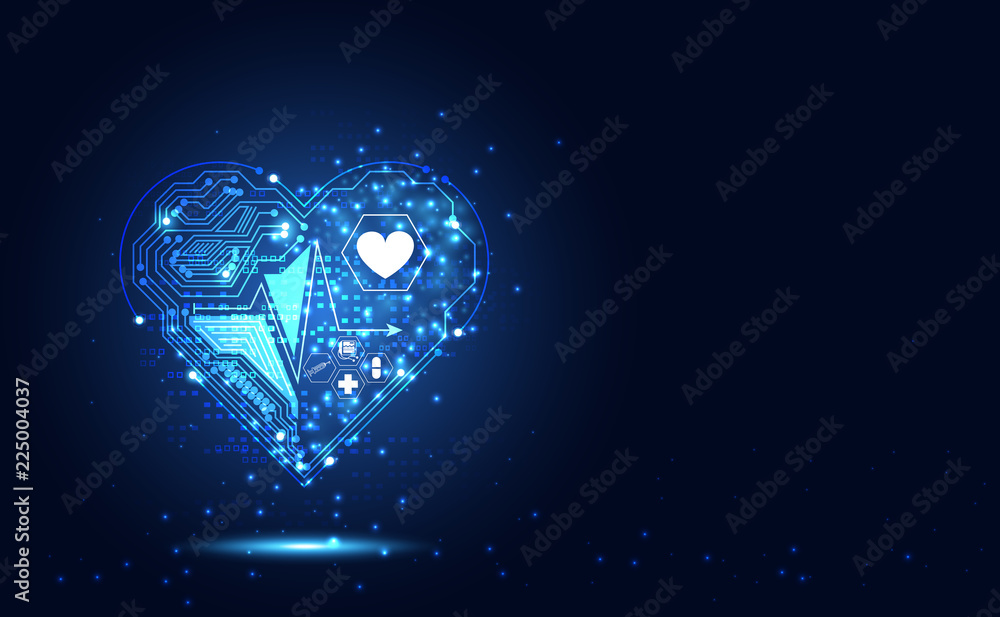 Abstract health science consist heart icon digital technology concept ...