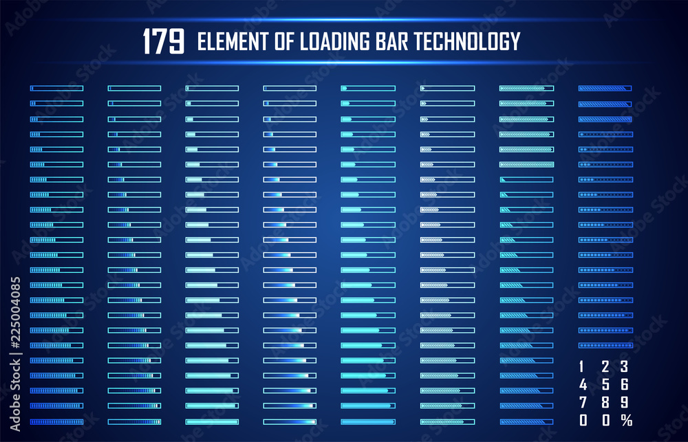Set of Loading Bar Abstract Digital Technology UI Futuristic HUD ...
