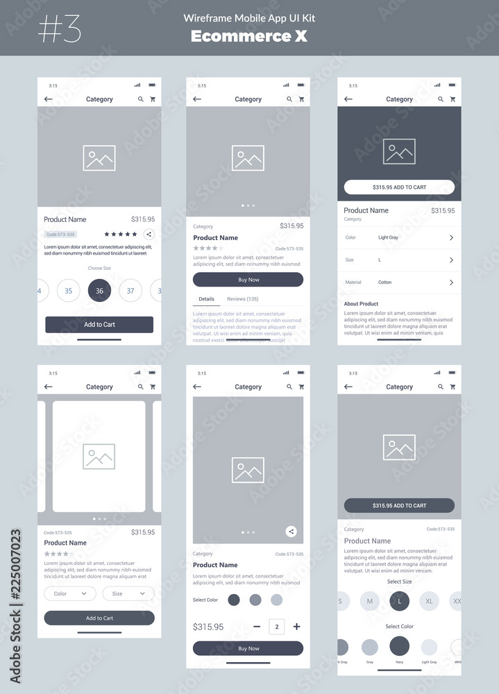 Wireframe kit for mobile phone. Mobile App UI, UX design. New OS ...
