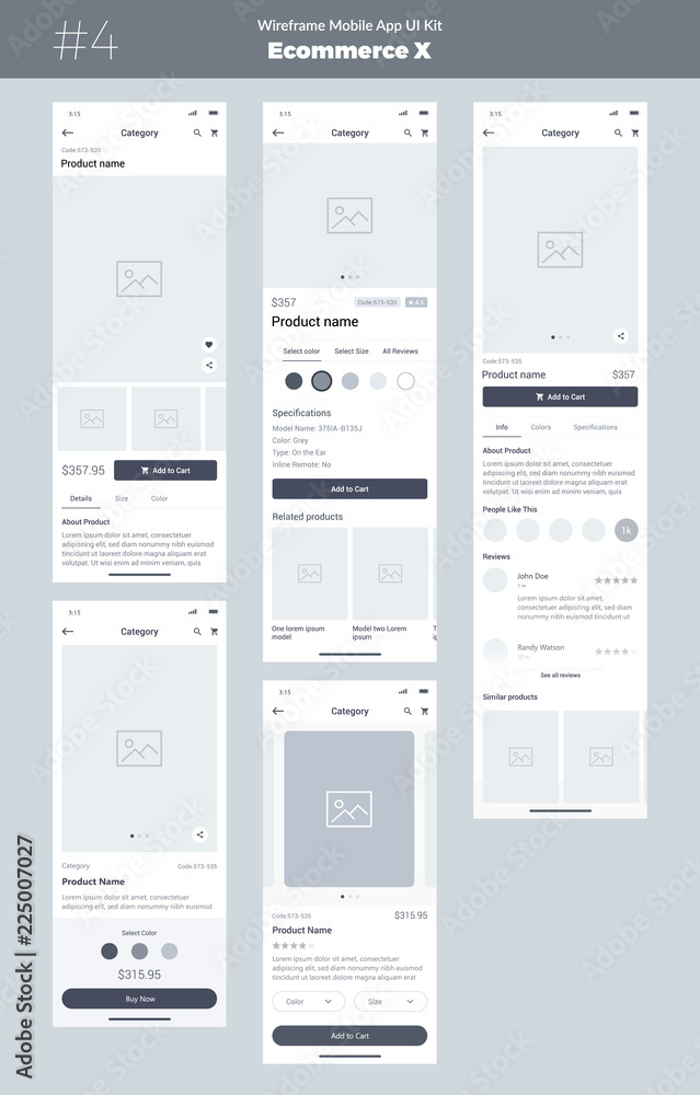 Wireframe kit for mobile phone. Mobile App UI, UX design. New OS ...