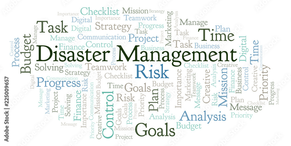 Disaster Management word cloud, made with text only. Stock Illustration ...