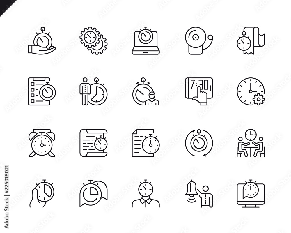 Simple Set of Time Management Related Vector Line Icons. Linear ...