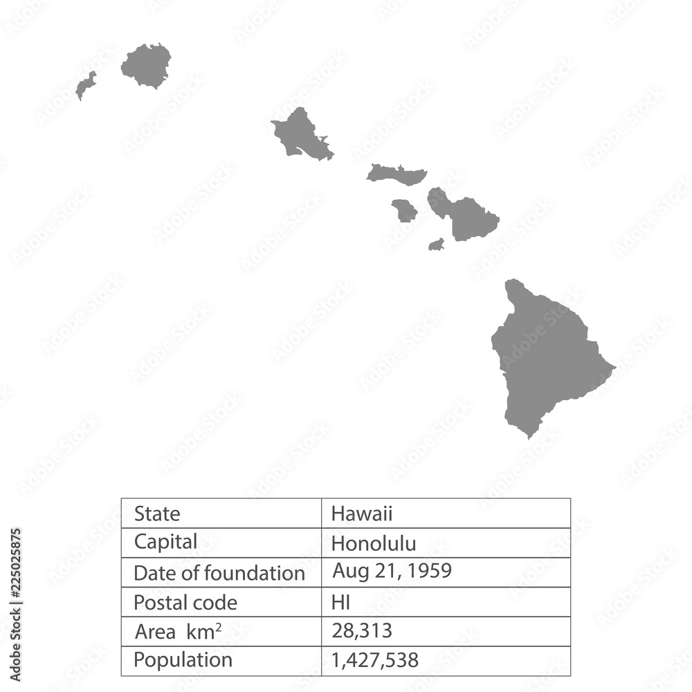 Hawaii. States of America territory on white background. Separate state ...