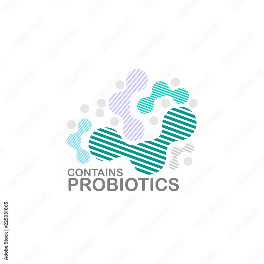 Probiotics logo. Bacteria logo. Concept of healthy nutrition ingredient ...