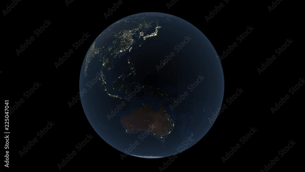 Vidéo Stock Dark side of planet earth with lights of cities, rotation ...