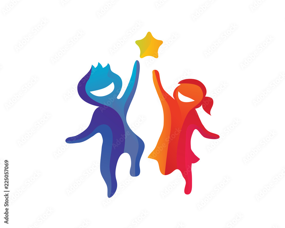 Creative Children Reaching Star Education Logo in Isolated Background ...