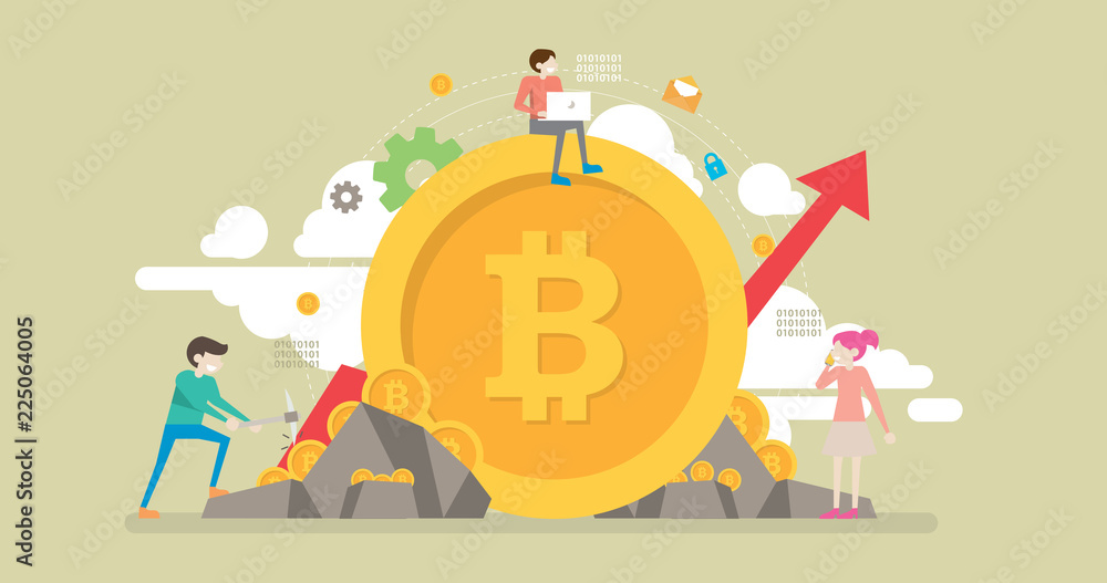 Bitcoin Mining Technology Tiny People Character Concept Vector ...