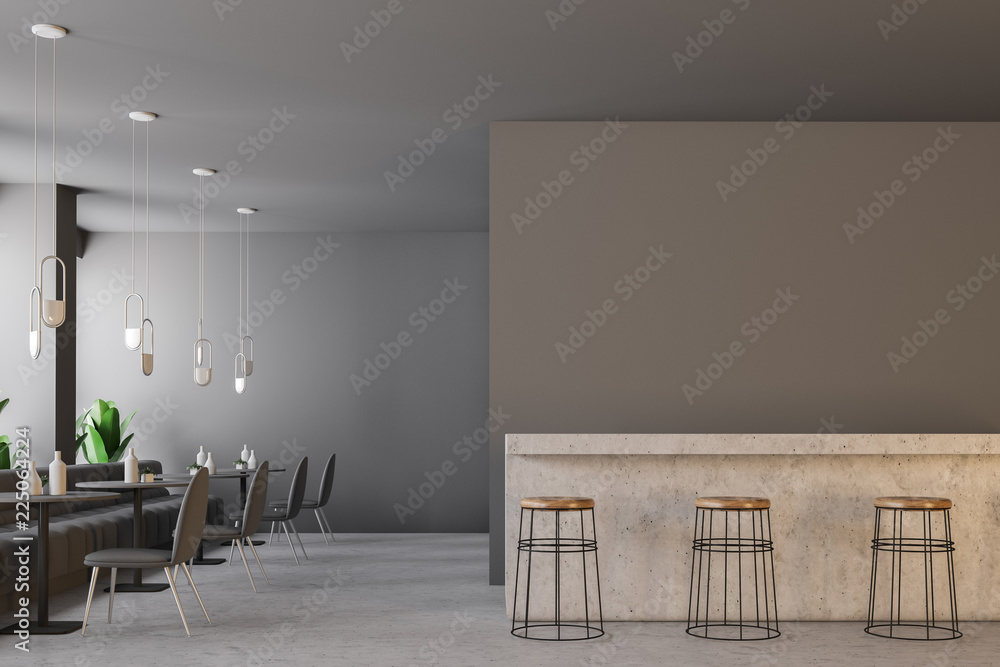 Gray retro bar interior with marble bar side view Stock Illustration ...