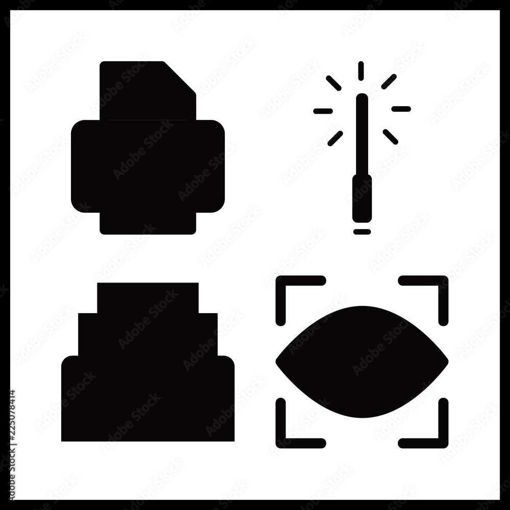 4 laser icon. Vector illustration laser set. eye scan and lightsaber ...