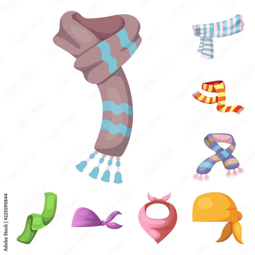 Vector illustration of scarf and shawl sign. Collection of scarf and ...