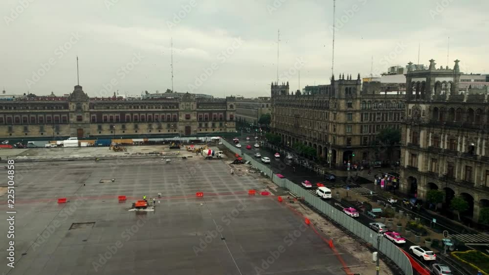 Constitution Plaza in Zocalo, Mexico City, Mexico. Traffic around the ...