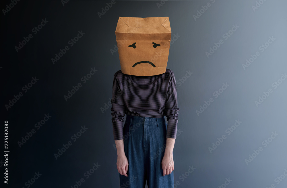 Customer Experience or Human Emotional Concept. Woman Covered her Face ...