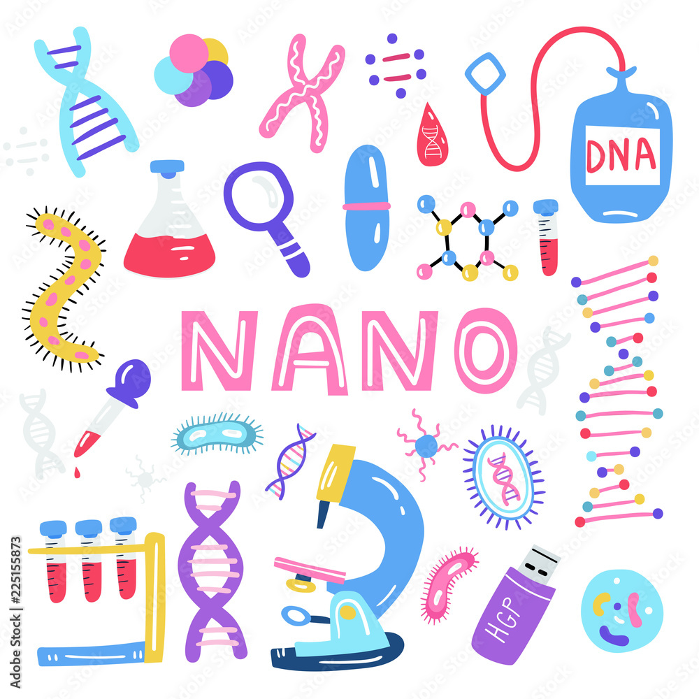 Hand drawn genome sequencing illustration. Human dna research ...