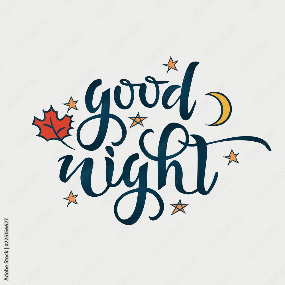 Goodnight hand writing text. Calligraphy, lettering design. Typography ...