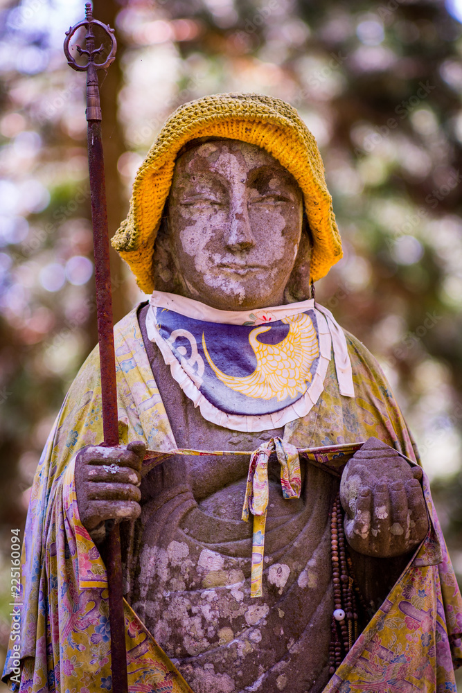 Buddhist sculpture depicting departed monk in the Okunoin cemetery in ...