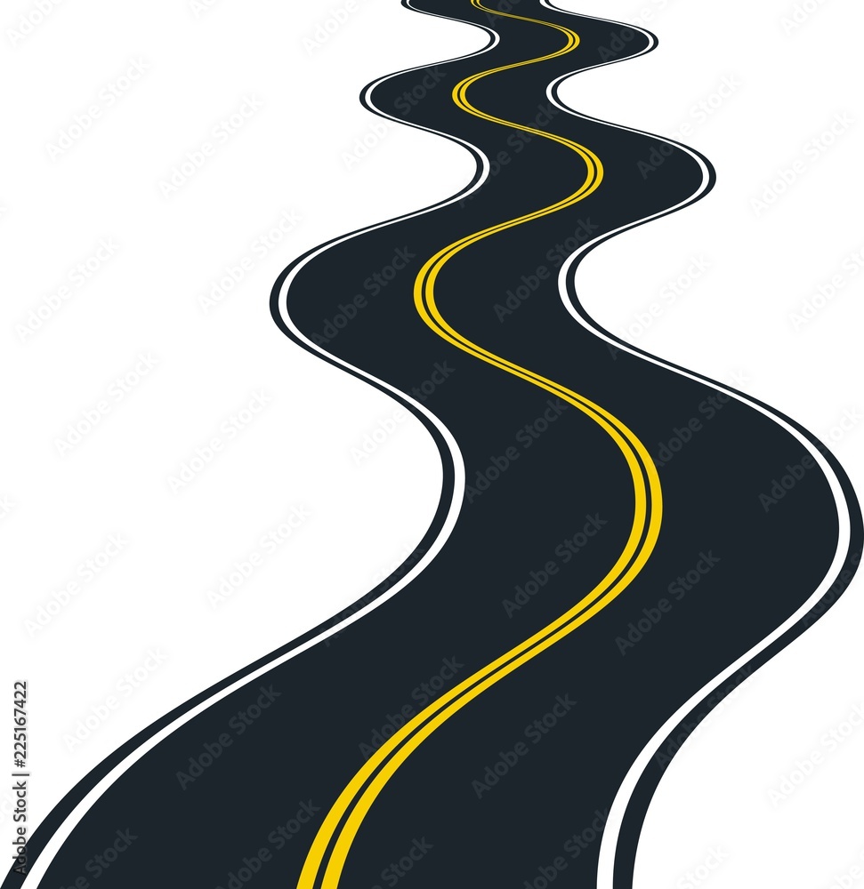 isolated road curves - clip art illustration Stock Vector | Adobe Stock
