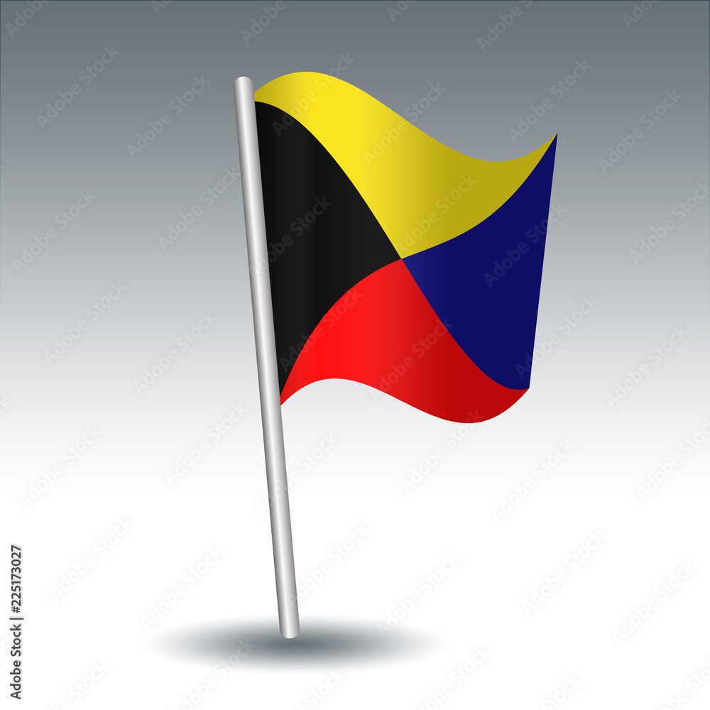vector waving maritime signal flag Z Zulu on slanted metal silver pole ...