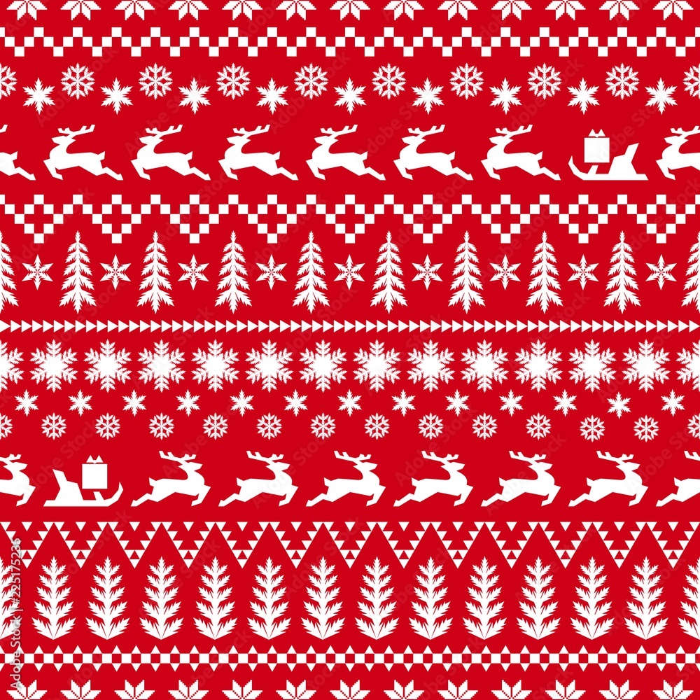 Christmas pattern in classic red and white colors. Winter illustration ...