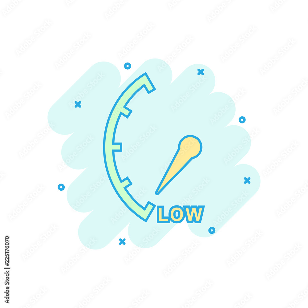 Cartoon colored low level icon in comic style. Speedometer, tachometer ...