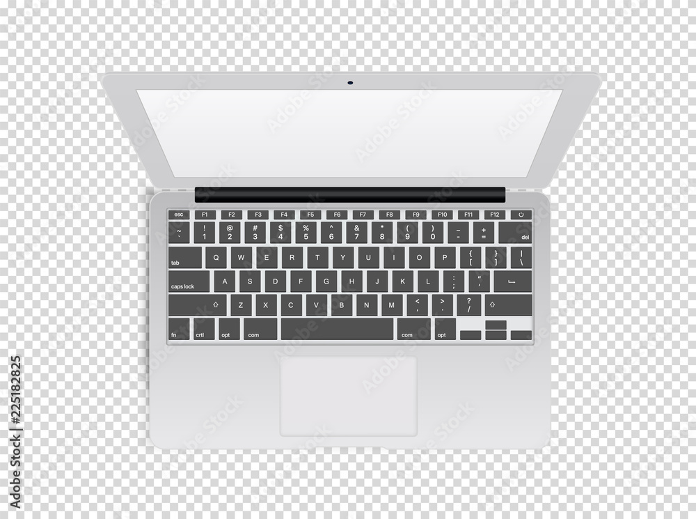 Modern white laptop. Vector object isolated on transparent background ...