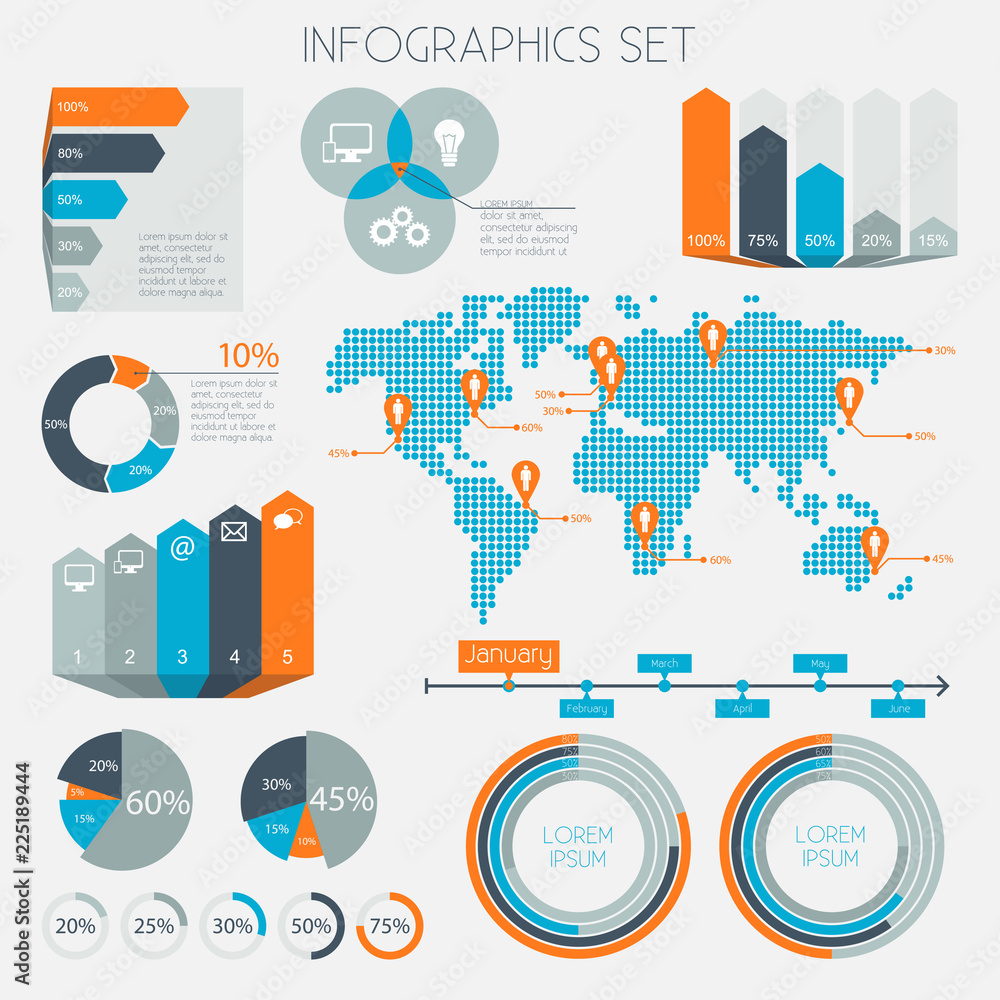 Infographic Elements Set - Data Analysis, Charts, Graphs - vector EPS10 ...