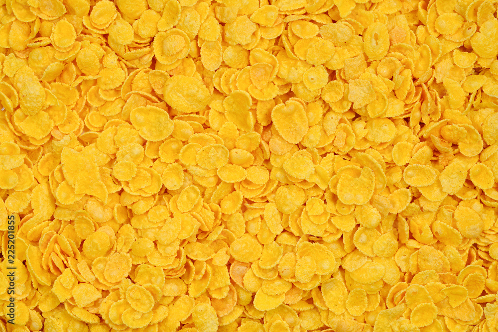 Corn-flakes background and texture. Top view. cornflake cereal box for ...